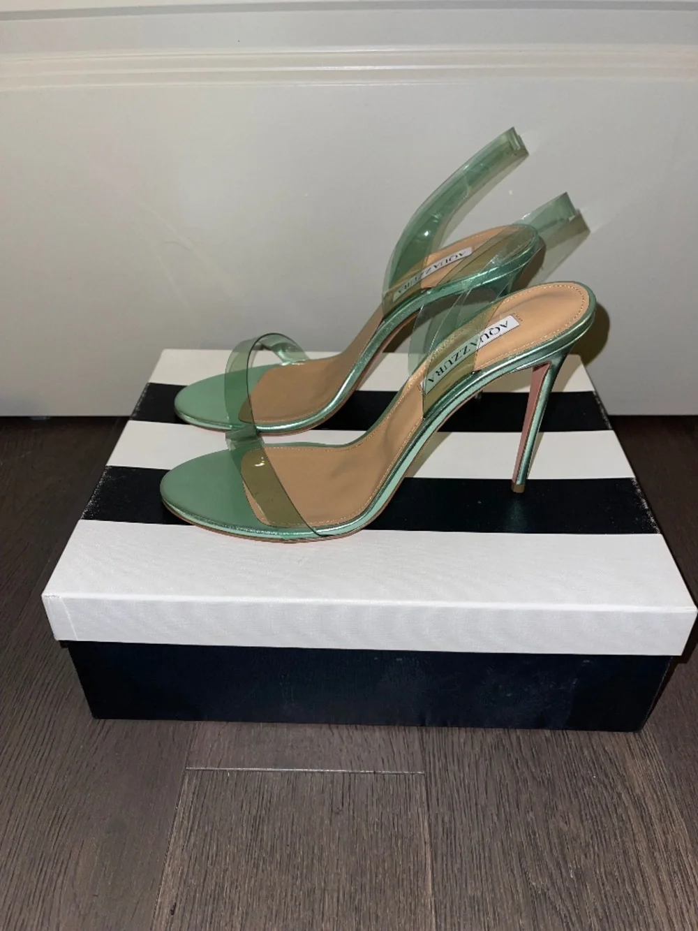 Aquazzura | Shoes | Aquazurra So Nude Plexi Sandal 5 Nappa Laminatapvc ...